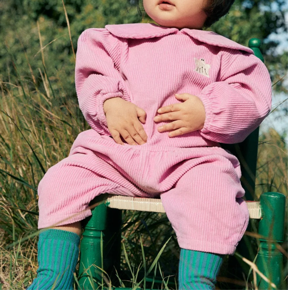 Pink Corduroy Blouse With Ghost Logo - Bobo Choses