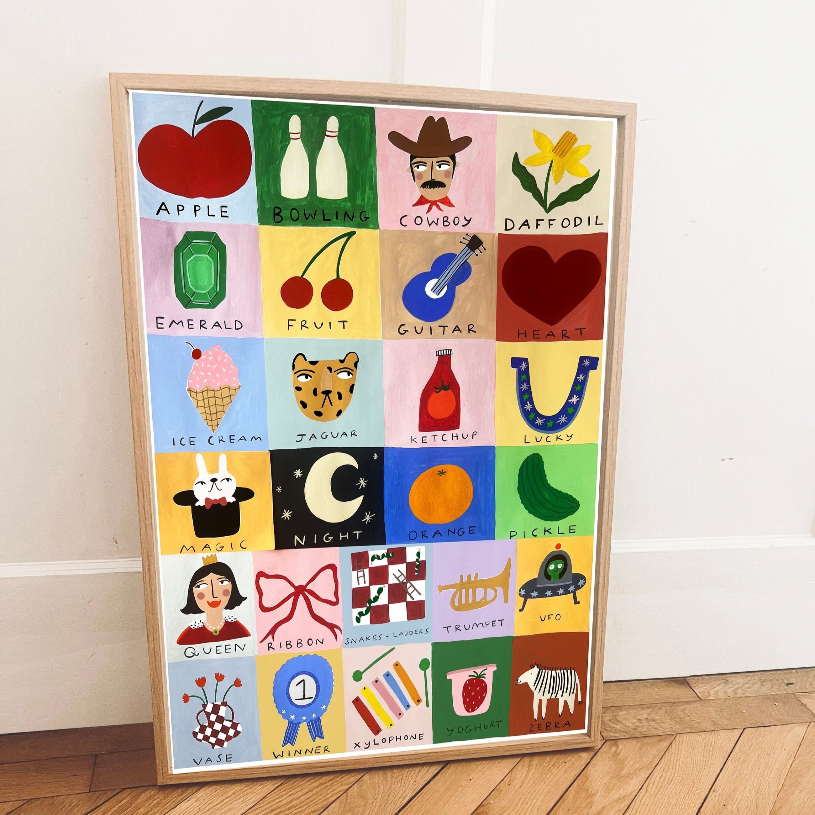 'Alphabet' Hand Painted Art Print - Yaya Studio
