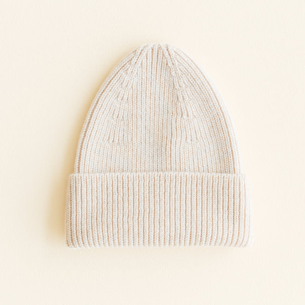 Womens Merino Wool Rib Knit Beanie - Hvid