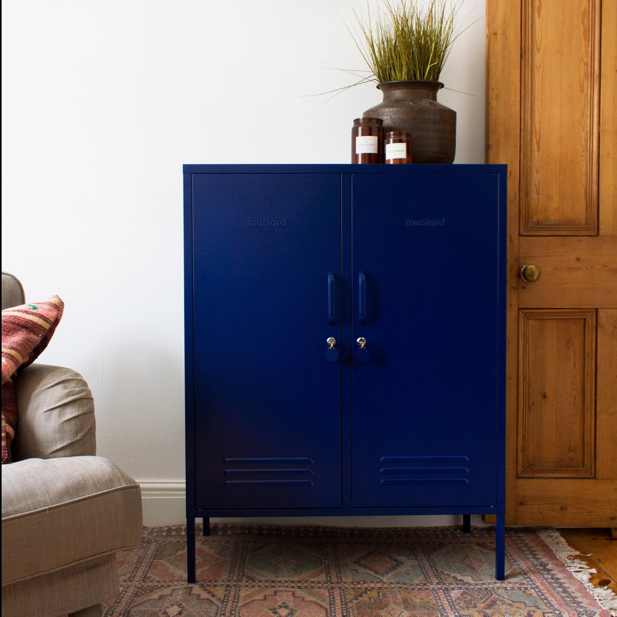 The Midi Double Door Locker Cabinet (Navy) - Mustard Made