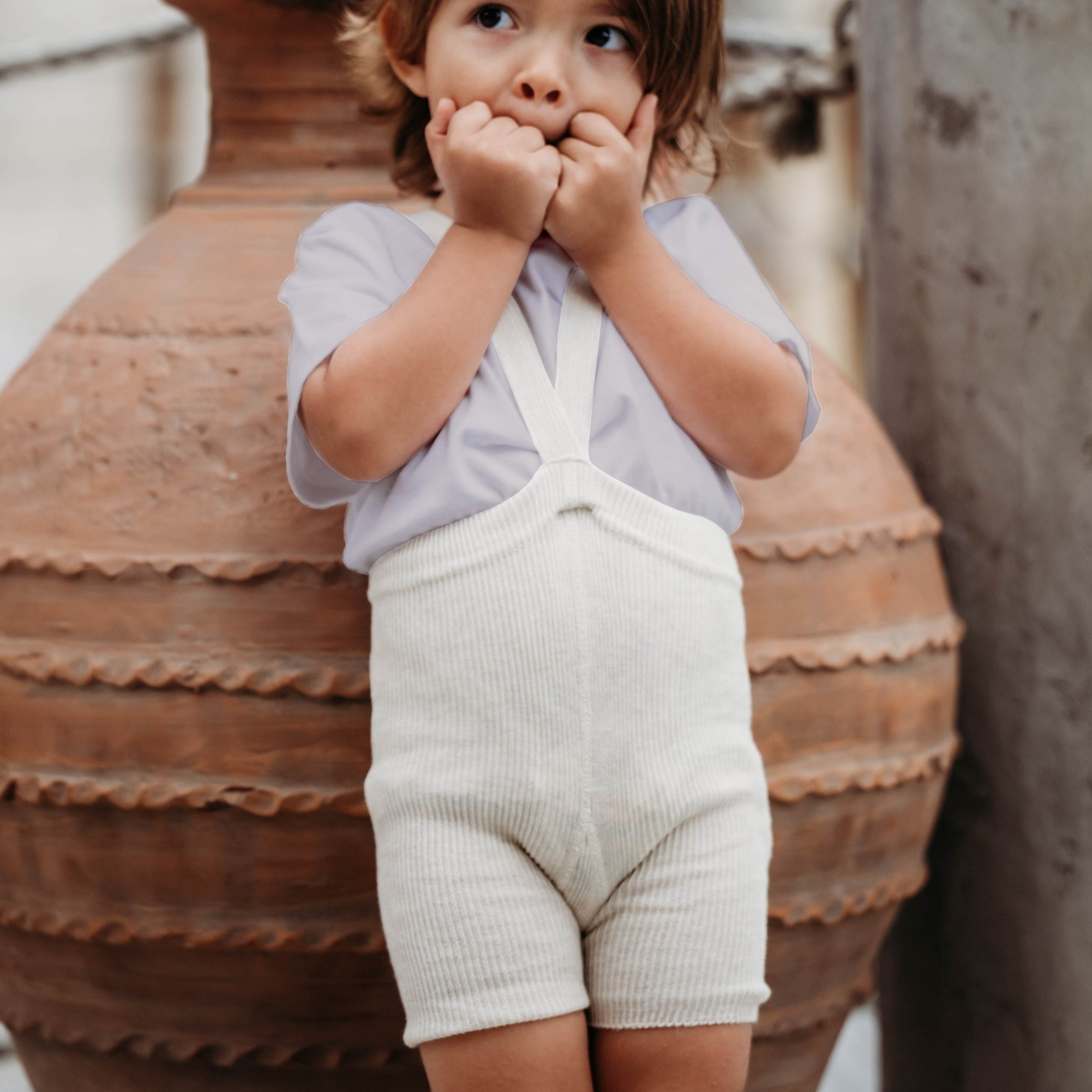 Silly Silas Unisex Shorty Rib Tights with Braces (Cream) – Ando