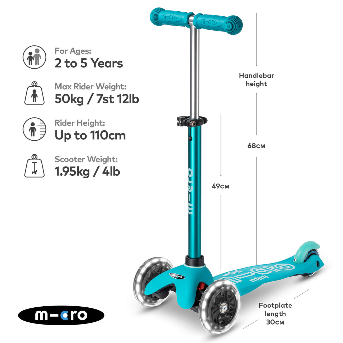 Mini Micro Deluxe Scooter with 3 LED Wheels-Micro Scooter