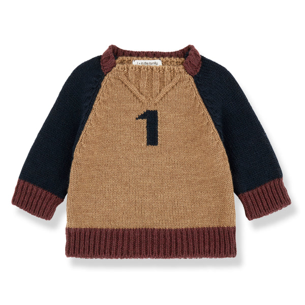 Patrick 'Number One' Merino Wool Knit Jumper (Tortora)- 1+ in the Family