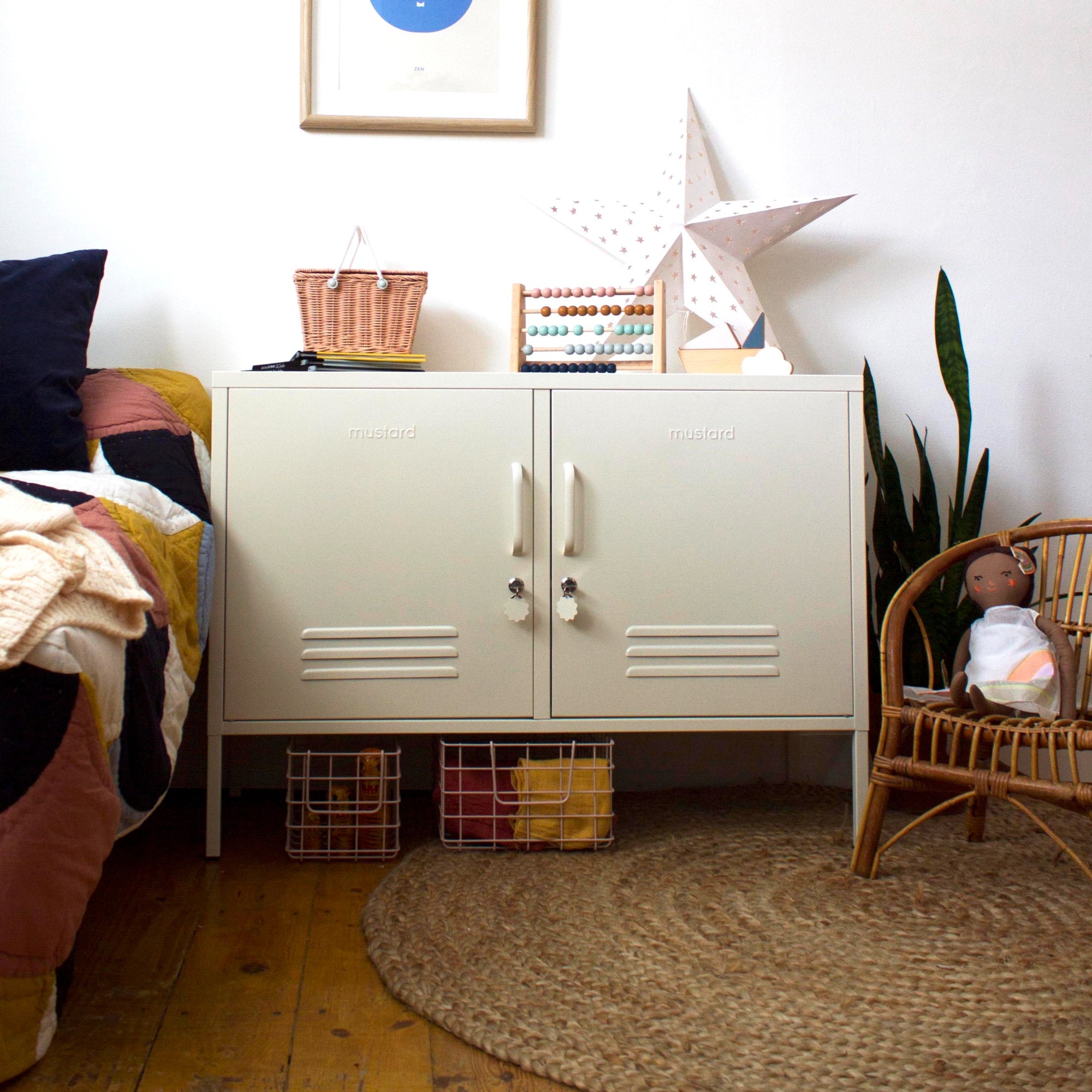 The Lowdown Double Door Locker Cabinet (Chalk) - Mustard Made