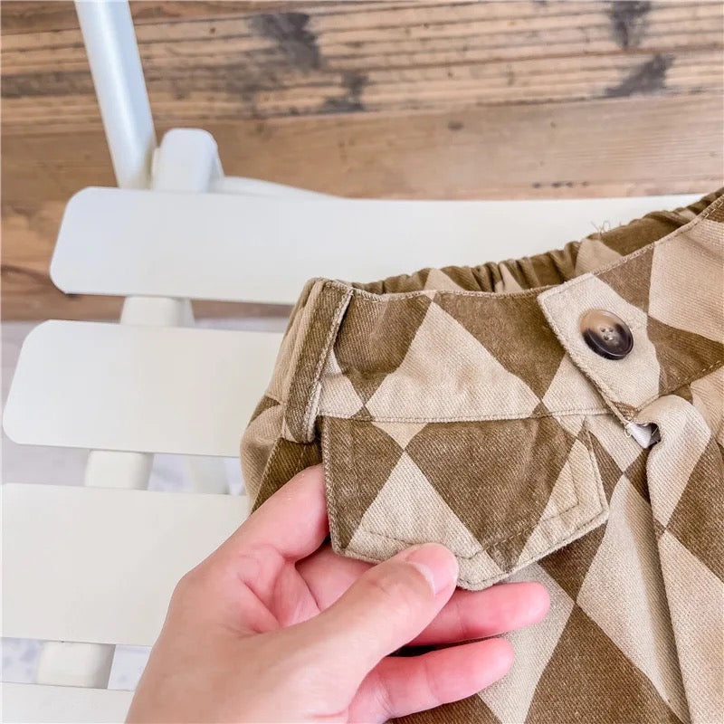 Childrens Unisex Diamond Check Wide Leg Denim Jeans - Yoyo – Ando