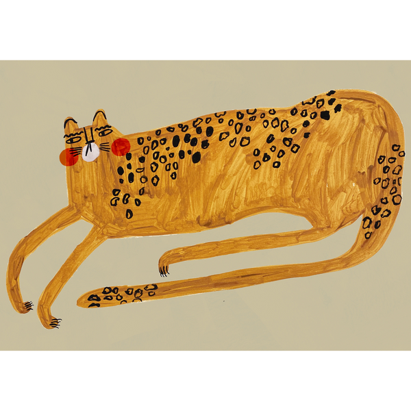 Long Leopard' Hand Painted Art Print - Yaya Studio