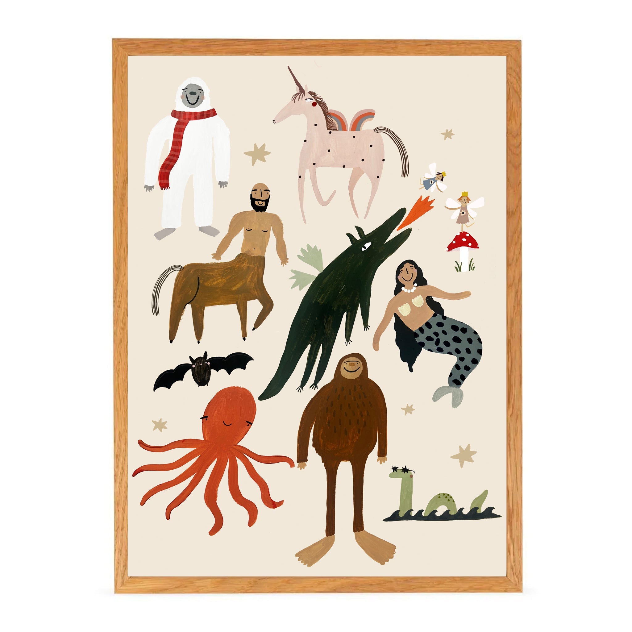 'Mythical Creatures' Hand Painted Art Print - Yaya Studio