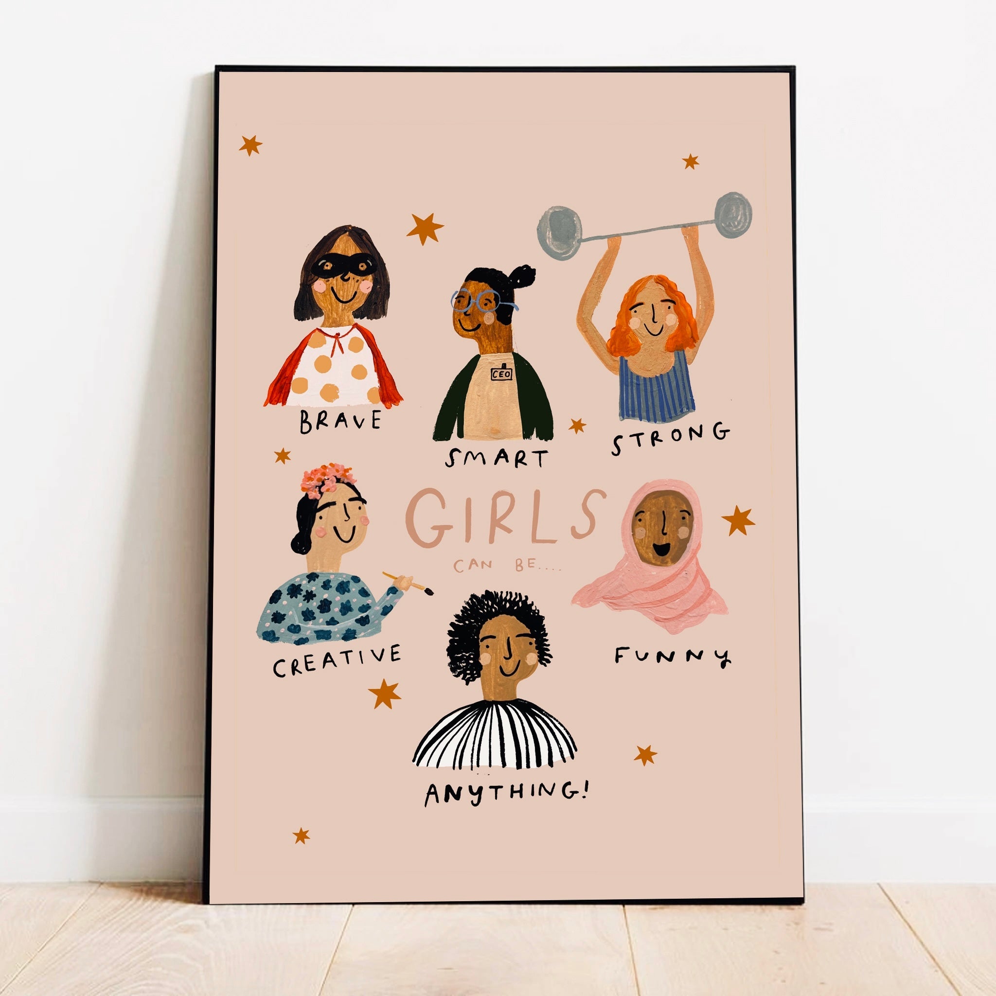 'Girls Can Be' Hand Painted Art Print - Yaya Studios