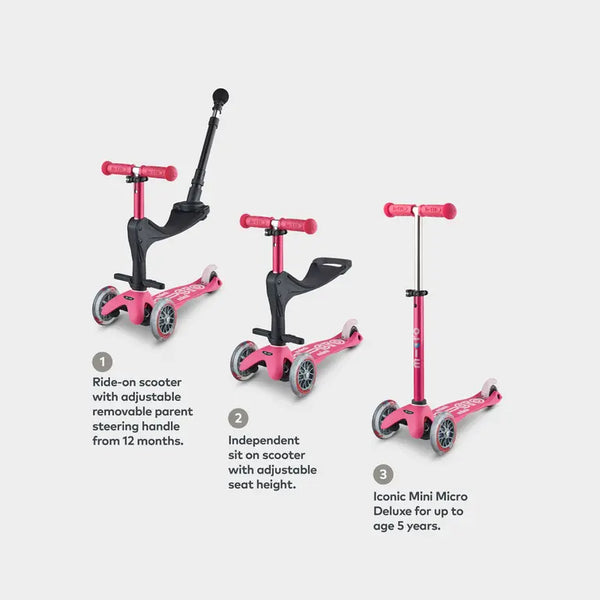 Mini Micro 3 in 1 Deluxe Scooter with Push Handle-Micro Scooter