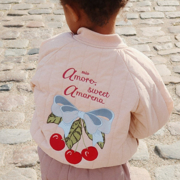 Childrens Cherry Embroidered Quilted Bomber Jacket - Konges Sløjd