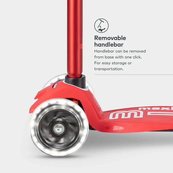 Maxi Micro Deluxe Scooter with LED Wheels (Red)-Micro Scooter