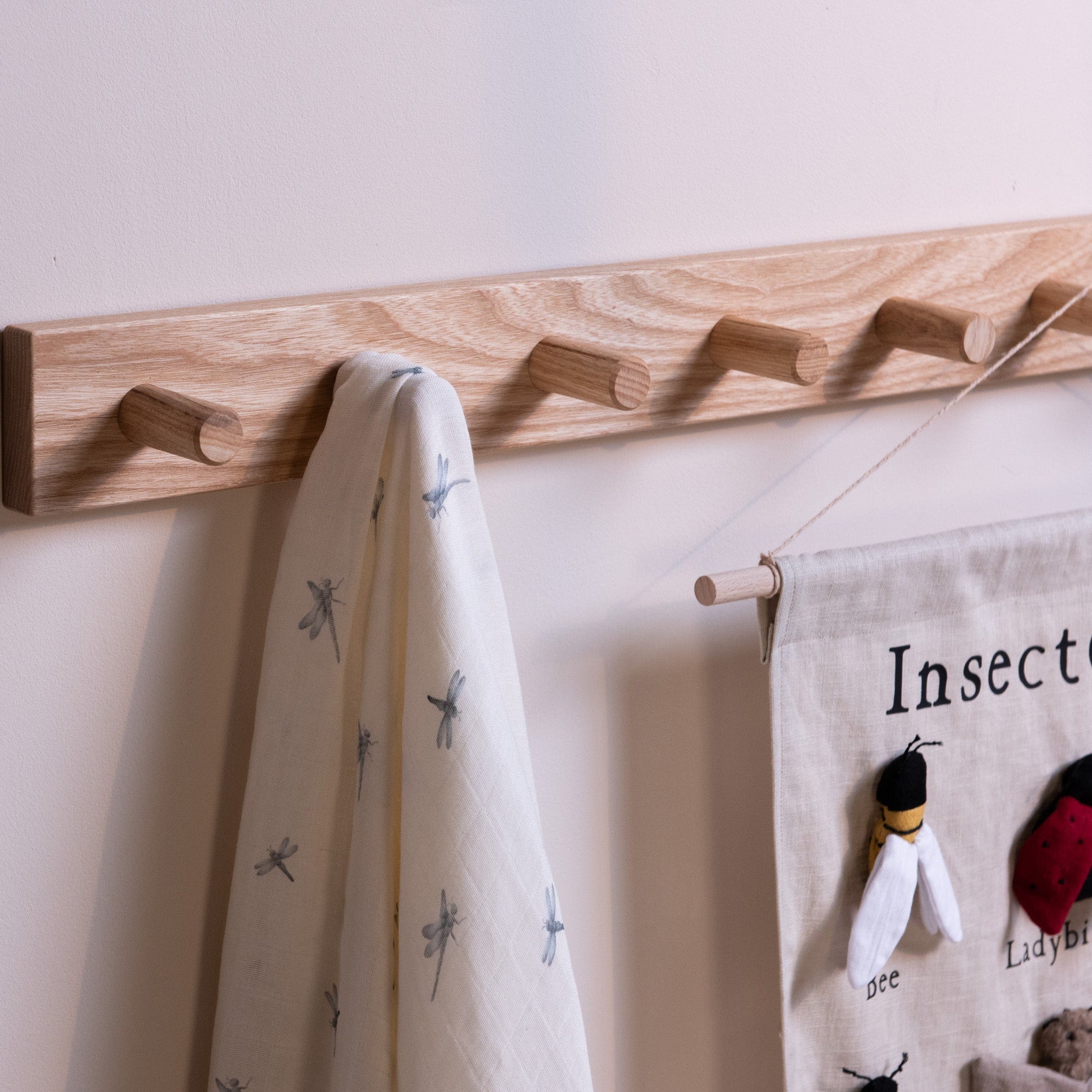 The Signature Peg Rail Wooden Hooks (Solid Ash) - Nestie