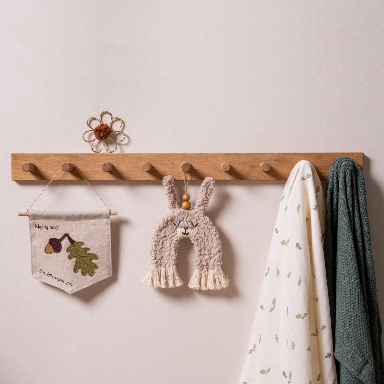 The Signature Peg Rail Wooden Hooks (Solid Oak) - Nestie