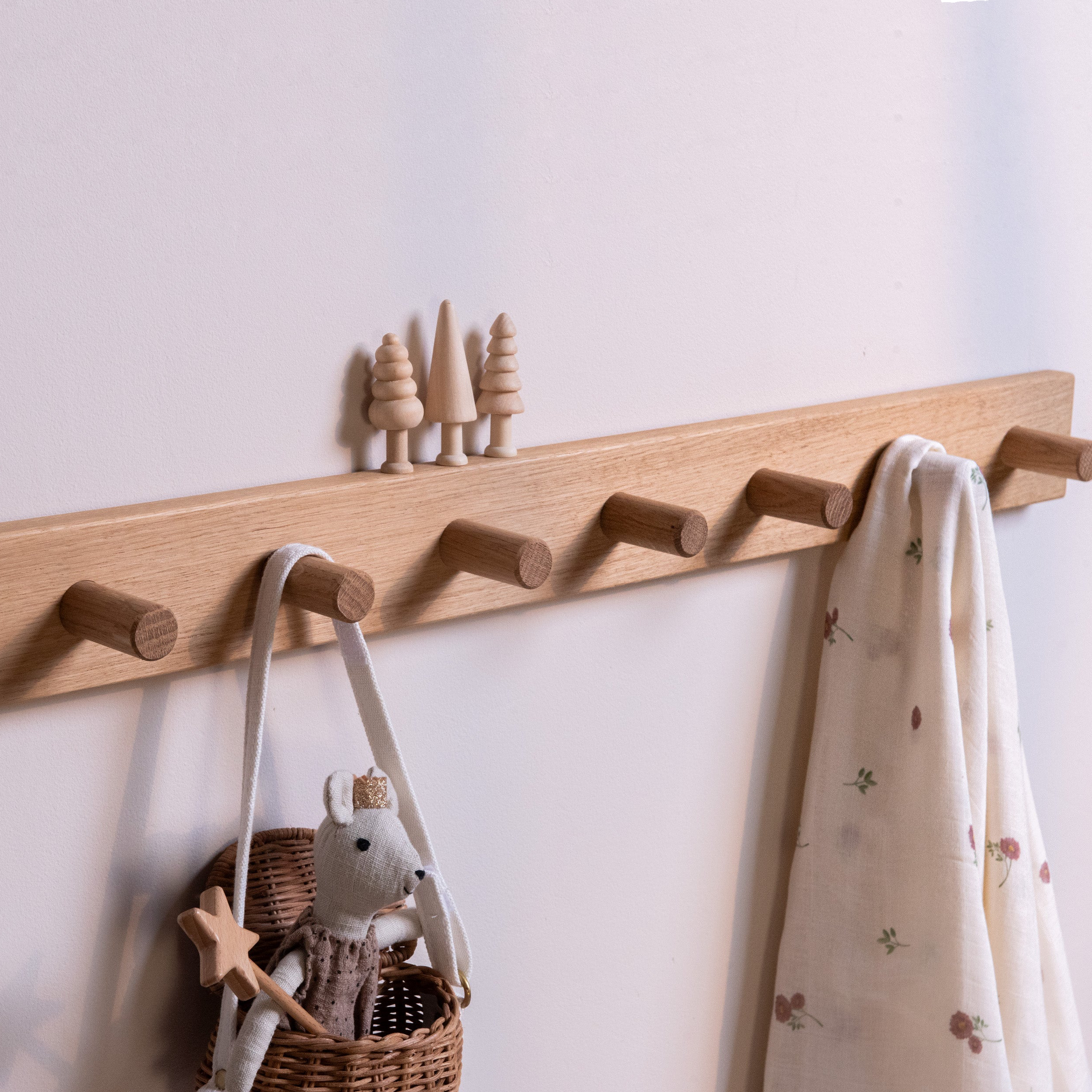 The Signature Peg Rail Wooden Hooks (Solid Oak) - Nestie