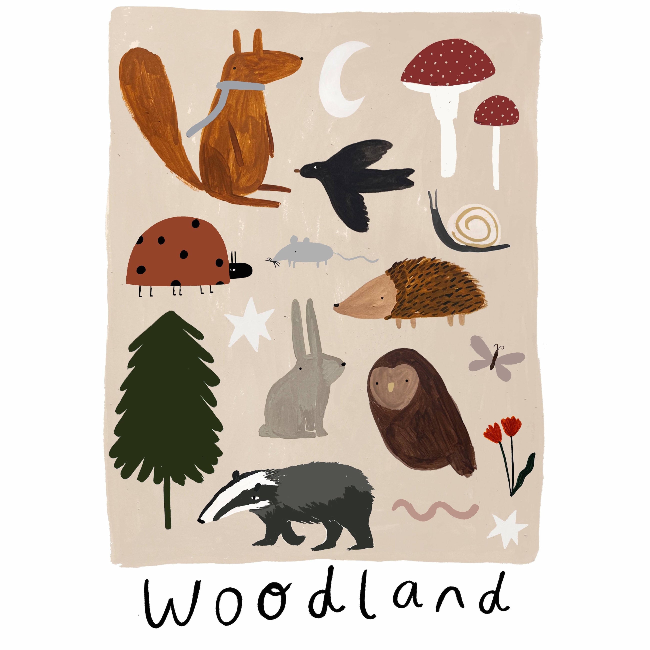 'Woodland' Hand Painted Art Print - Yaya Studio